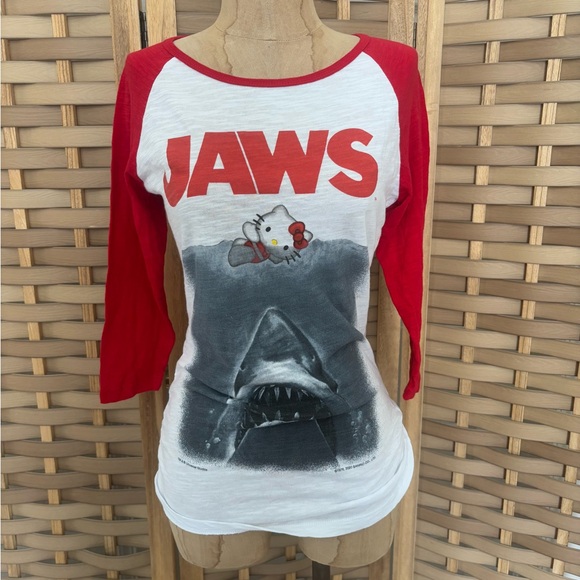 Universal | Tops | Universal Studios Hello Kitty Jaws Poster Raglan ...